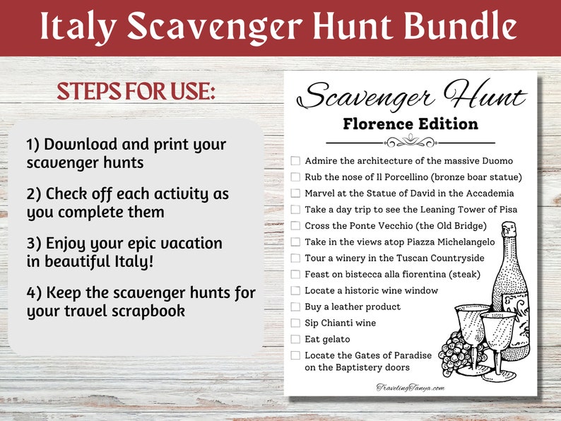 Italy Scavenger Hunt Bundle - 3 Scavenger Hunts - Rome, Florence ...