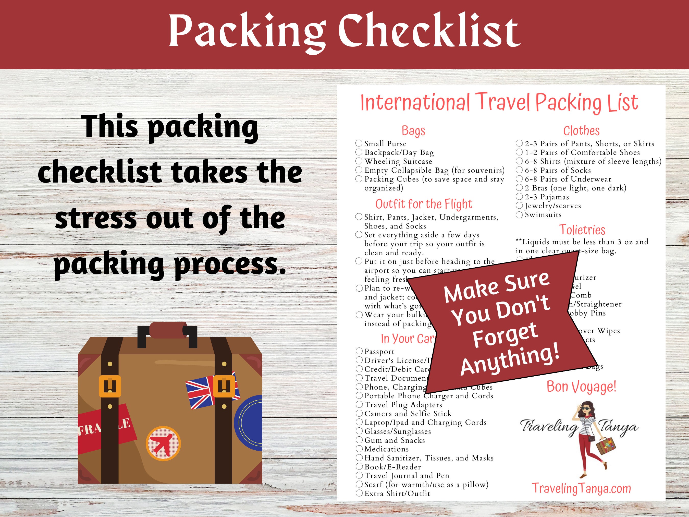 Packing Checklist & Tips for International Travel - Vacation Checklist ...