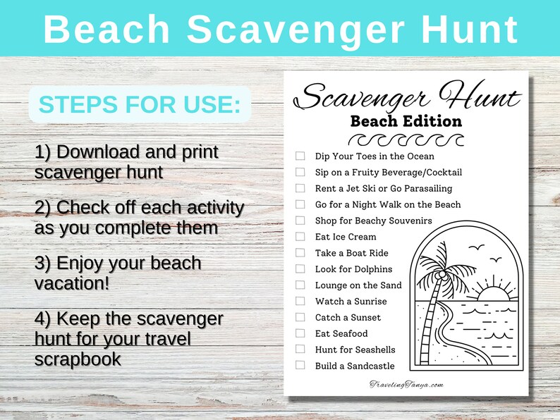 Beach Scavenger Hunt - Family Vacation Activity - Beach Vacation ...