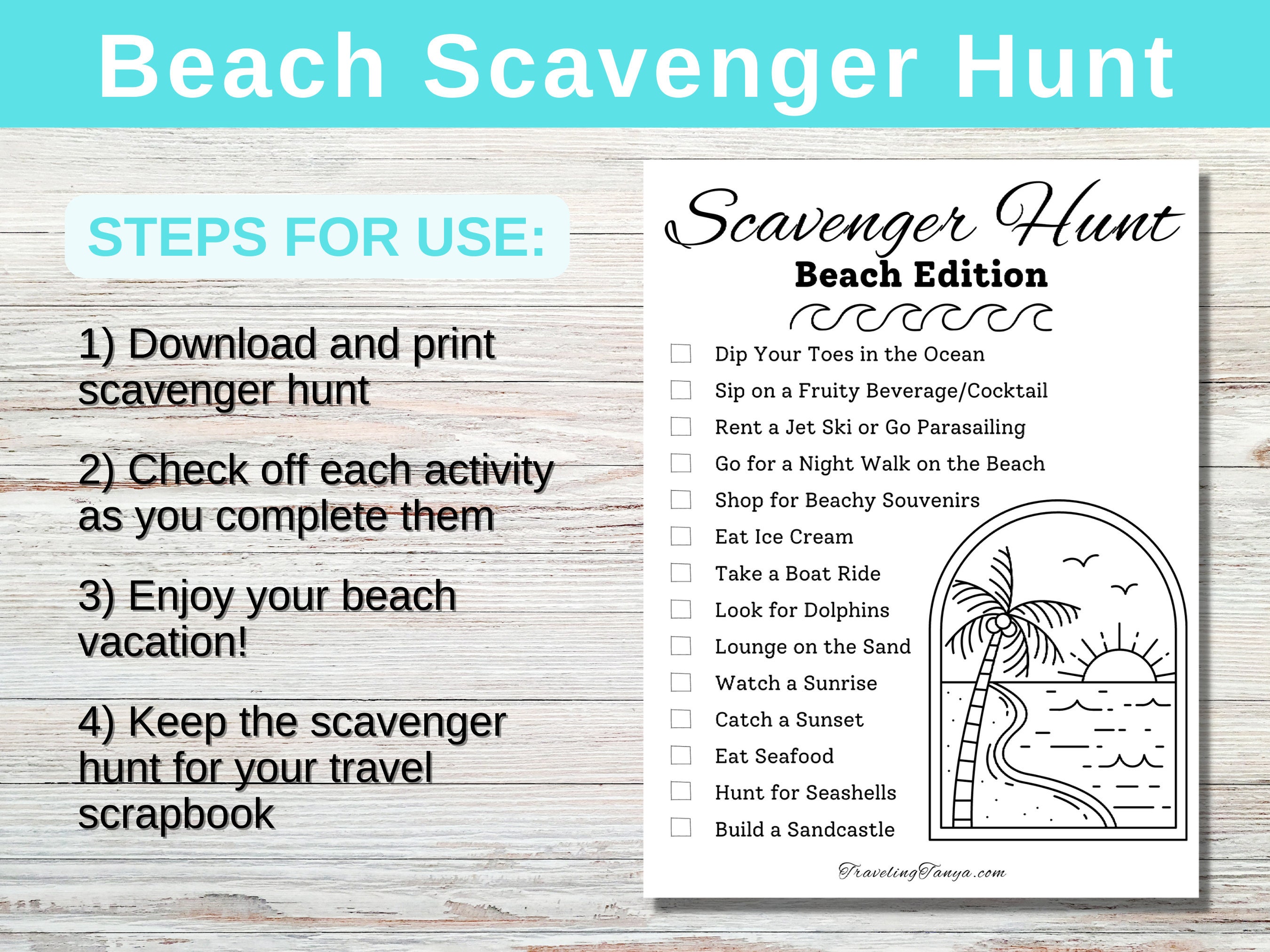 Beach Scavenger Hunt - Family Vacation Activity - Beach Vacation ...