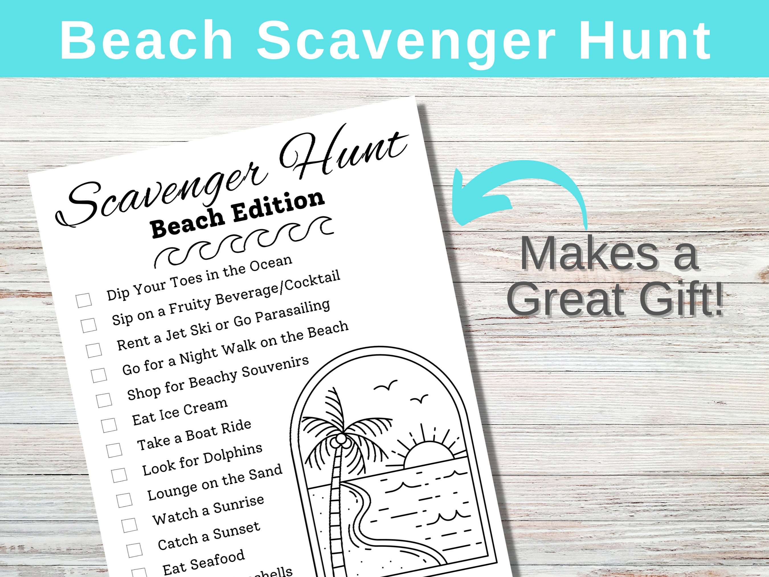 Beach Scavenger Hunt - Family Vacation Activity - Beach Vacation ...