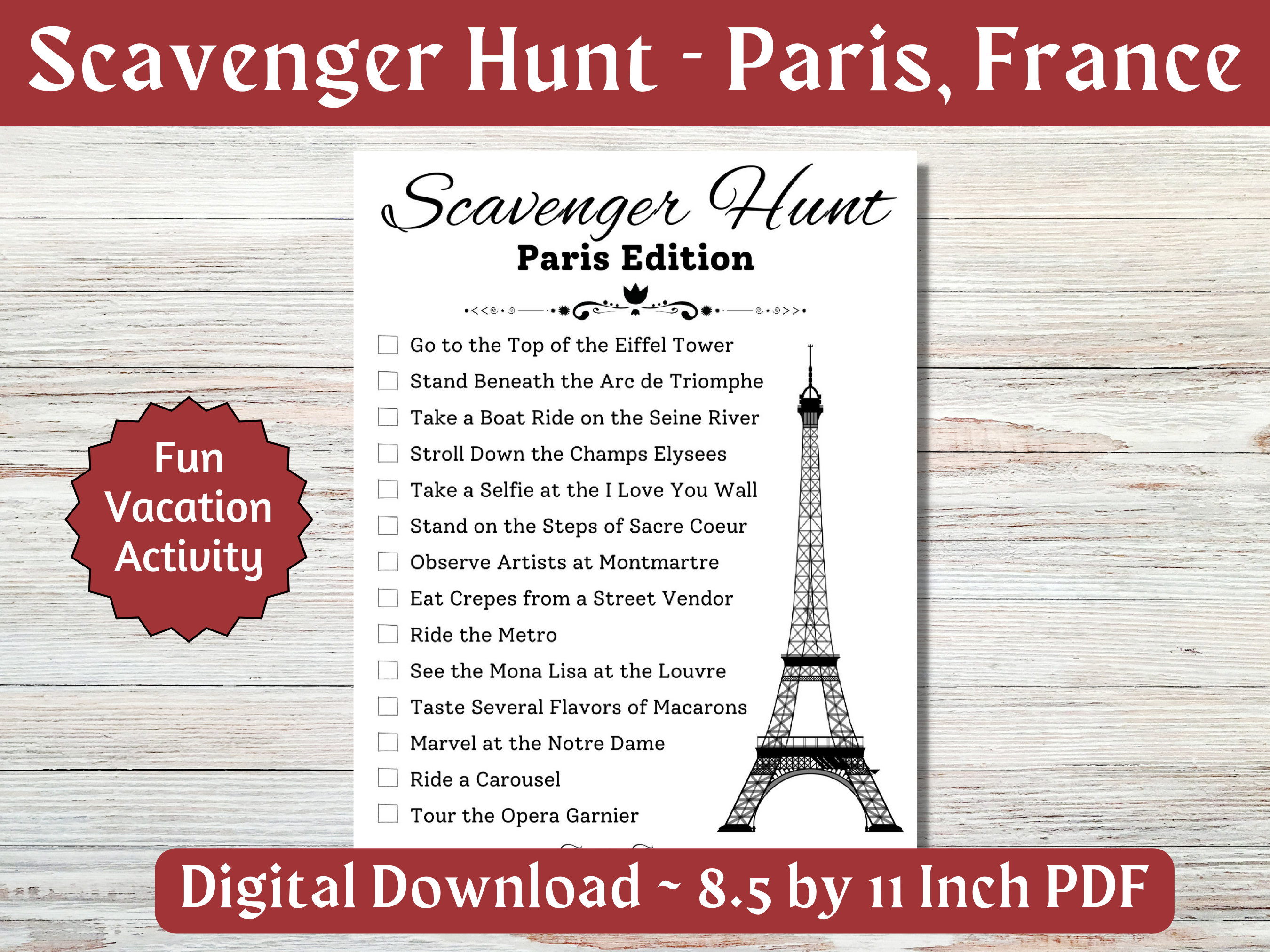 Scavenger Hunt for Paris, France - Family Vacation Activity - Gift for ...