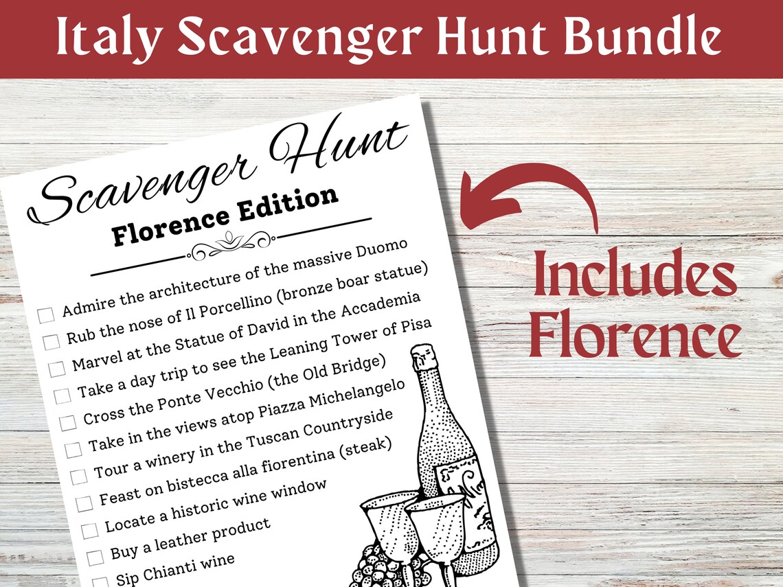 Italy Scavenger Hunt Bundle - 3 Scavenger Hunts - Rome, Florence ...