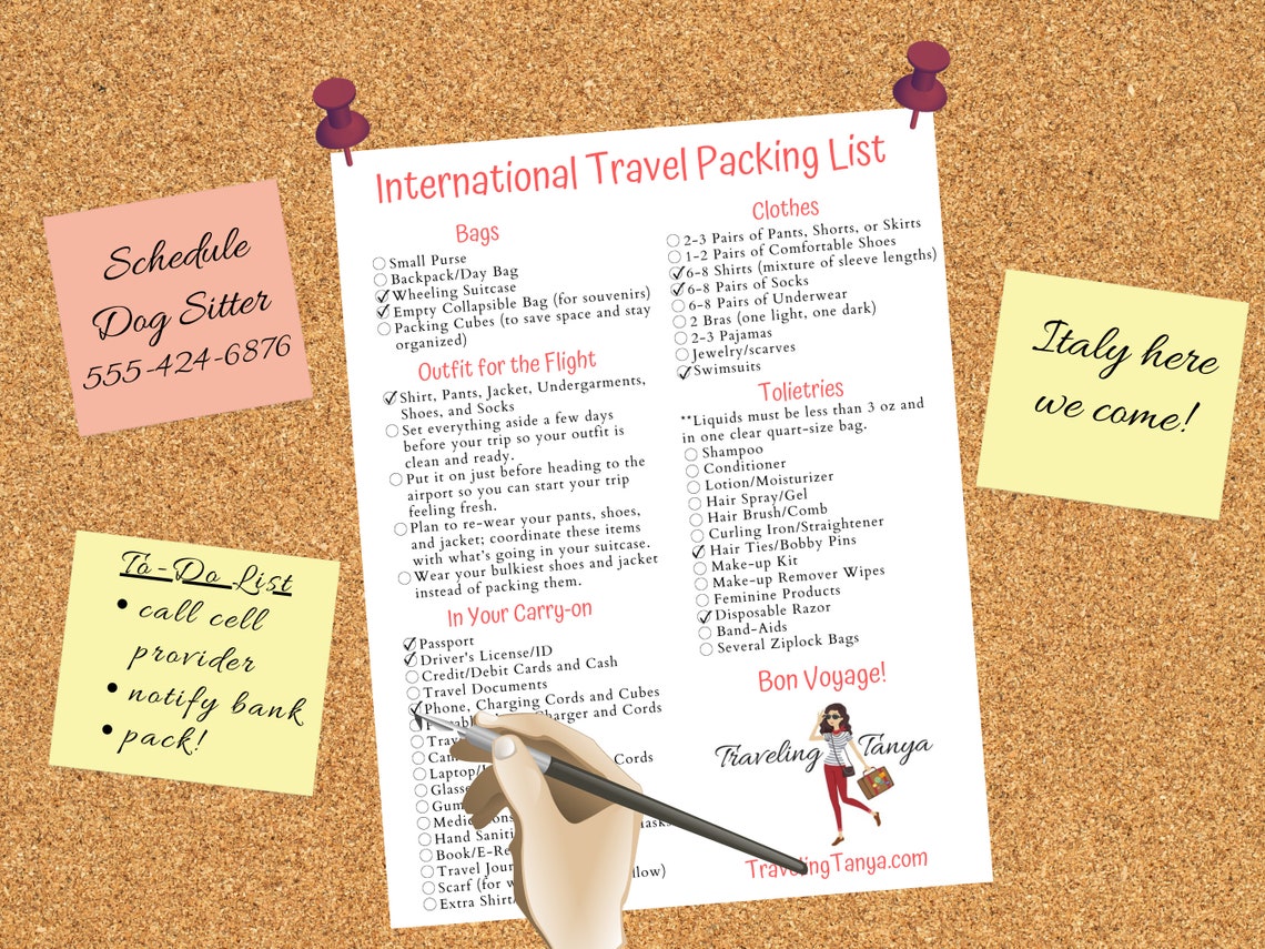 Packing Checklist & Tips for International Travel - Vacation Checklist ...