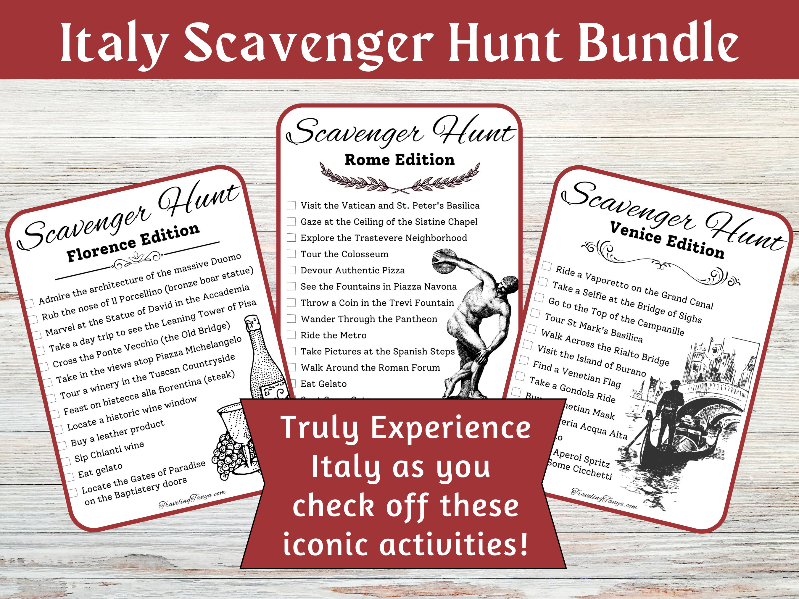 Italy Scavenger Hunt Bundle 3 Scavenger Hunts Rome, Florence, Venice ...