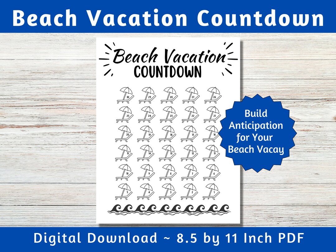 Beach Vacation Countdown - Vacation Countdown - Travel Printable ...