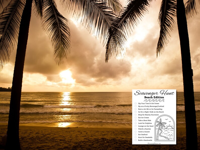 Beach Scavenger Hunt - Family Vacation Activity - Beach Vacation ...