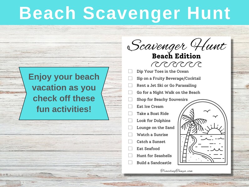 Beach Scavenger Hunt - Family Vacation Activity - Beach Vacation ...