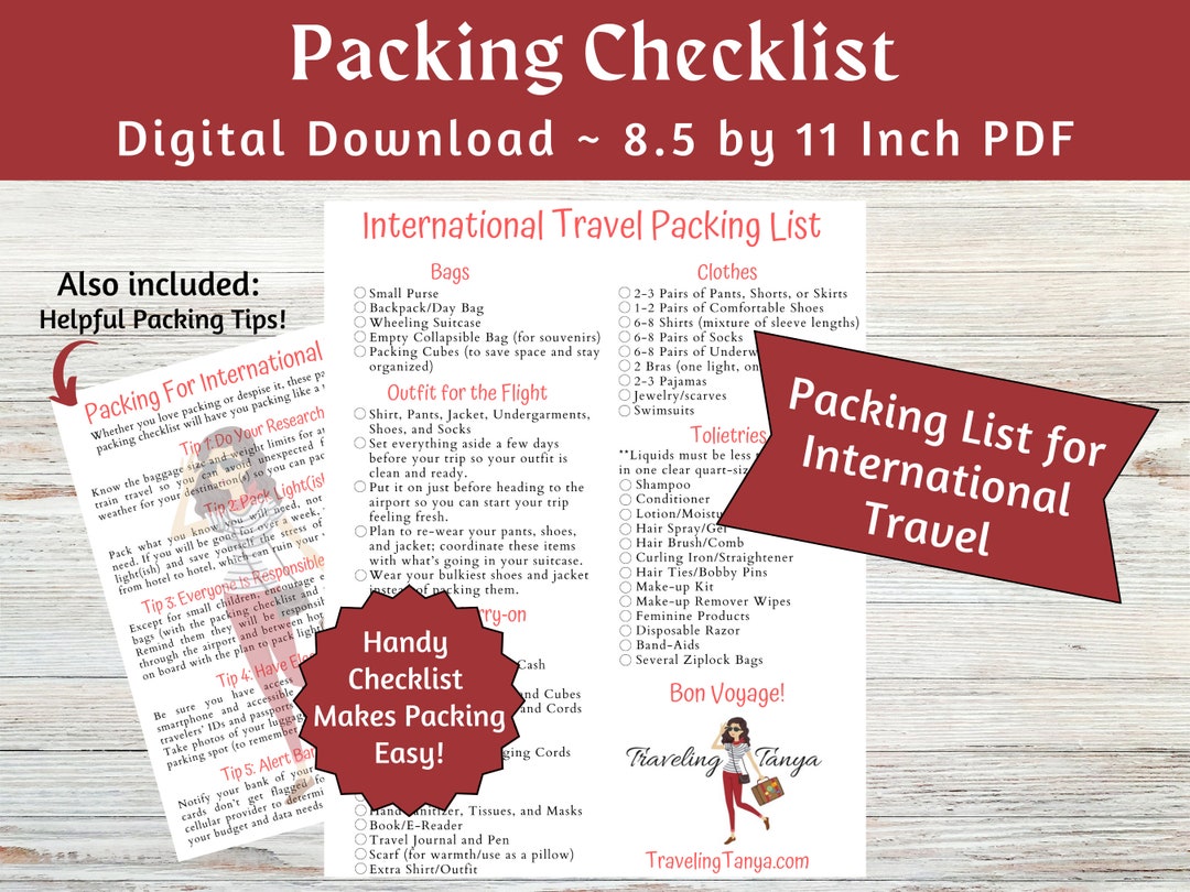 Packing Checklist & Tips for International Travel - Vacation Checklist ...