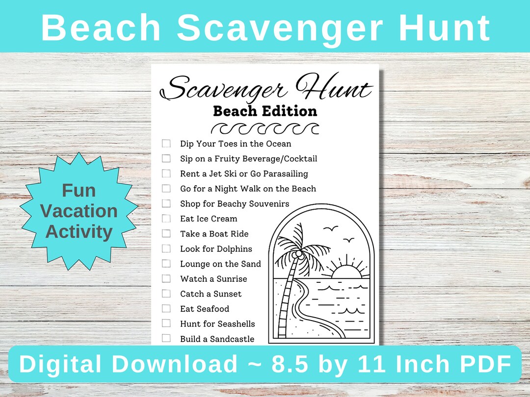 Beach Scavenger Hunt - Family Vacation Activity - Beach Vacation ...