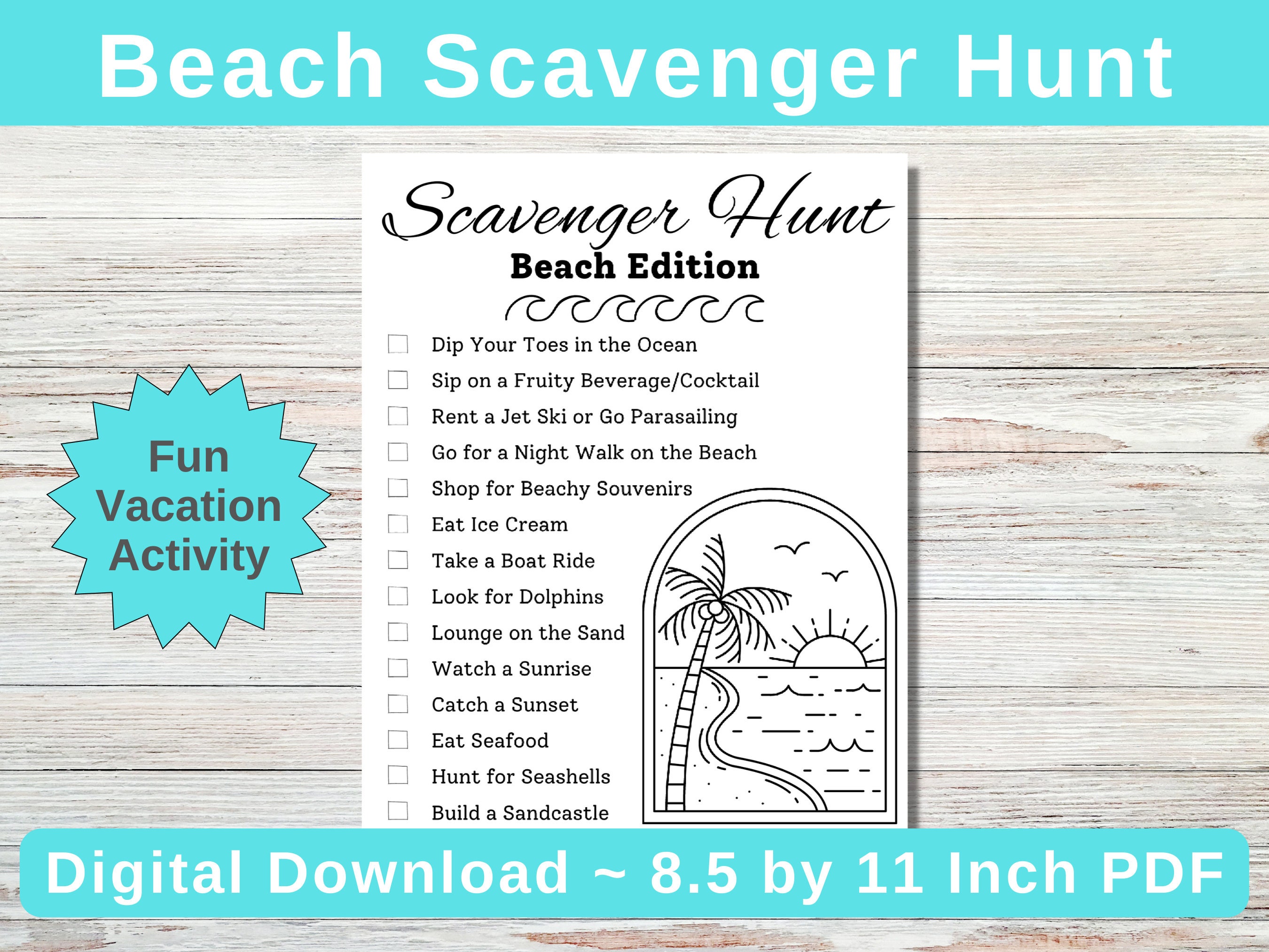 Beach Scavenger Hunt - Family Vacation Activity - Beach Vacation ...