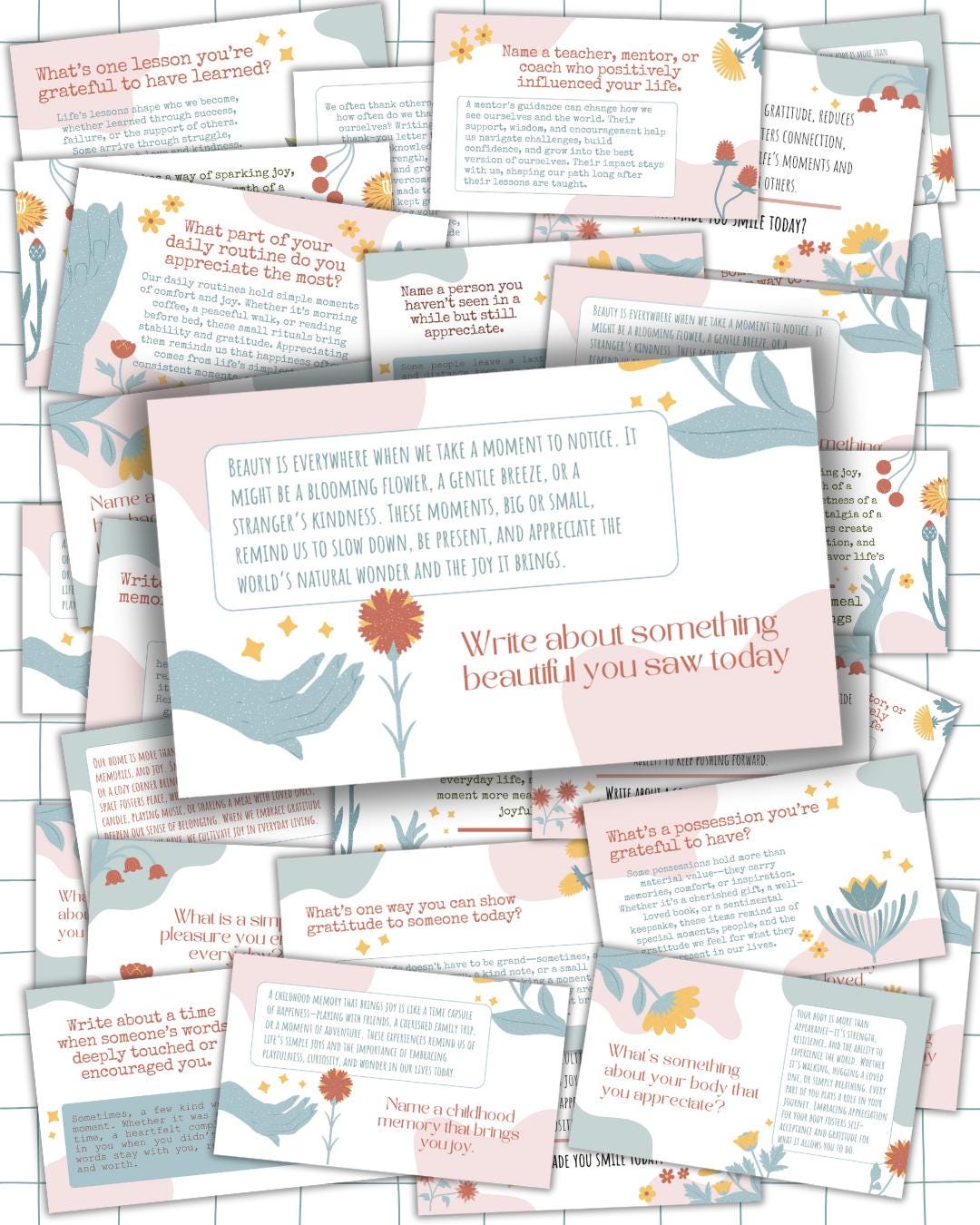 28 Days of Gratitude Journal Cards | Printable Daily Gratitude Prompts ...