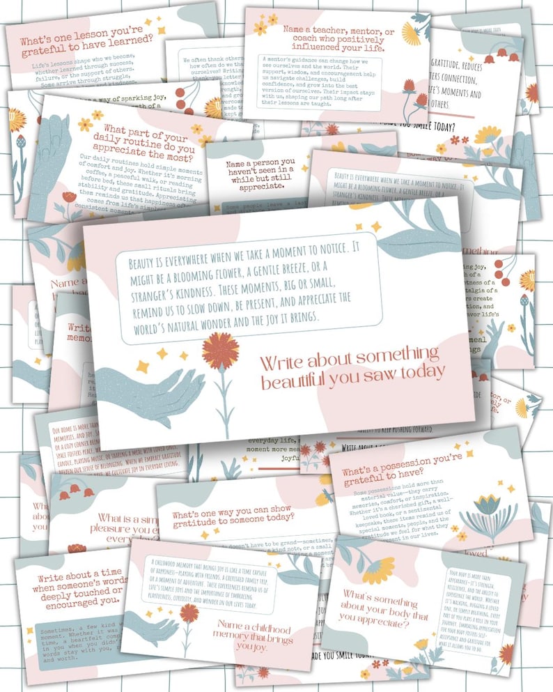 28 Days of Gratitude Journal Cards | Printable Daily Gratitude Prompts ...