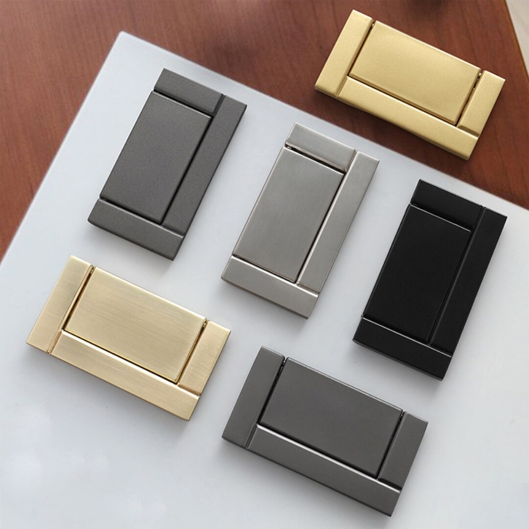 2.5" Black Gold Cabinet Flip Pulls Handles Modern Bronze Cupboard ...