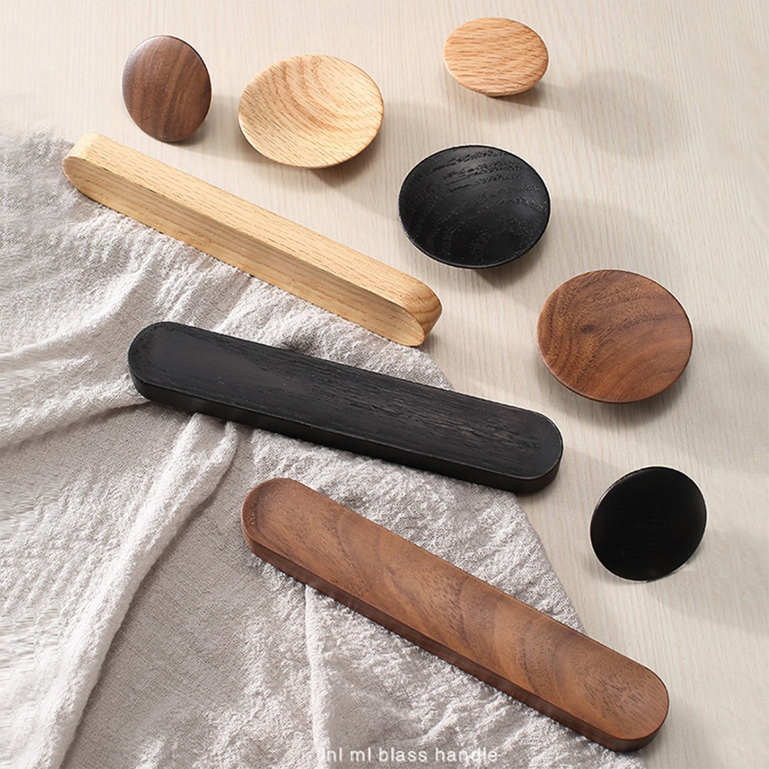 1.9 2.56 5 Wood Kitchen Drawer Handles Wooden Cabinet Door Pulls Round ...