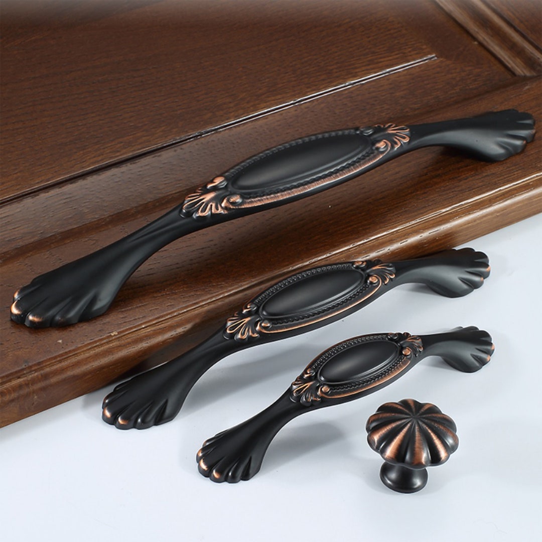 3.78 5 7.56 Black Bronze Kitchen Drawer Pulls Retro Cabinet Knobs Handles Asian Dresser Pulls ...