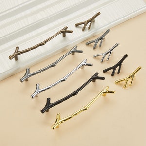 3.8" 5" Gold Black Bronze Branch Cupboard Cabinet Door Knobs Pulls Drawer Knobs Pulls Dresser ...