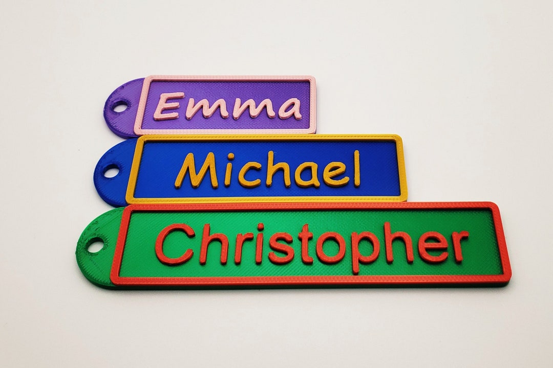 3D Printed Name Tags, Nametag Keychains, Personalized Keyring, Backpack ...