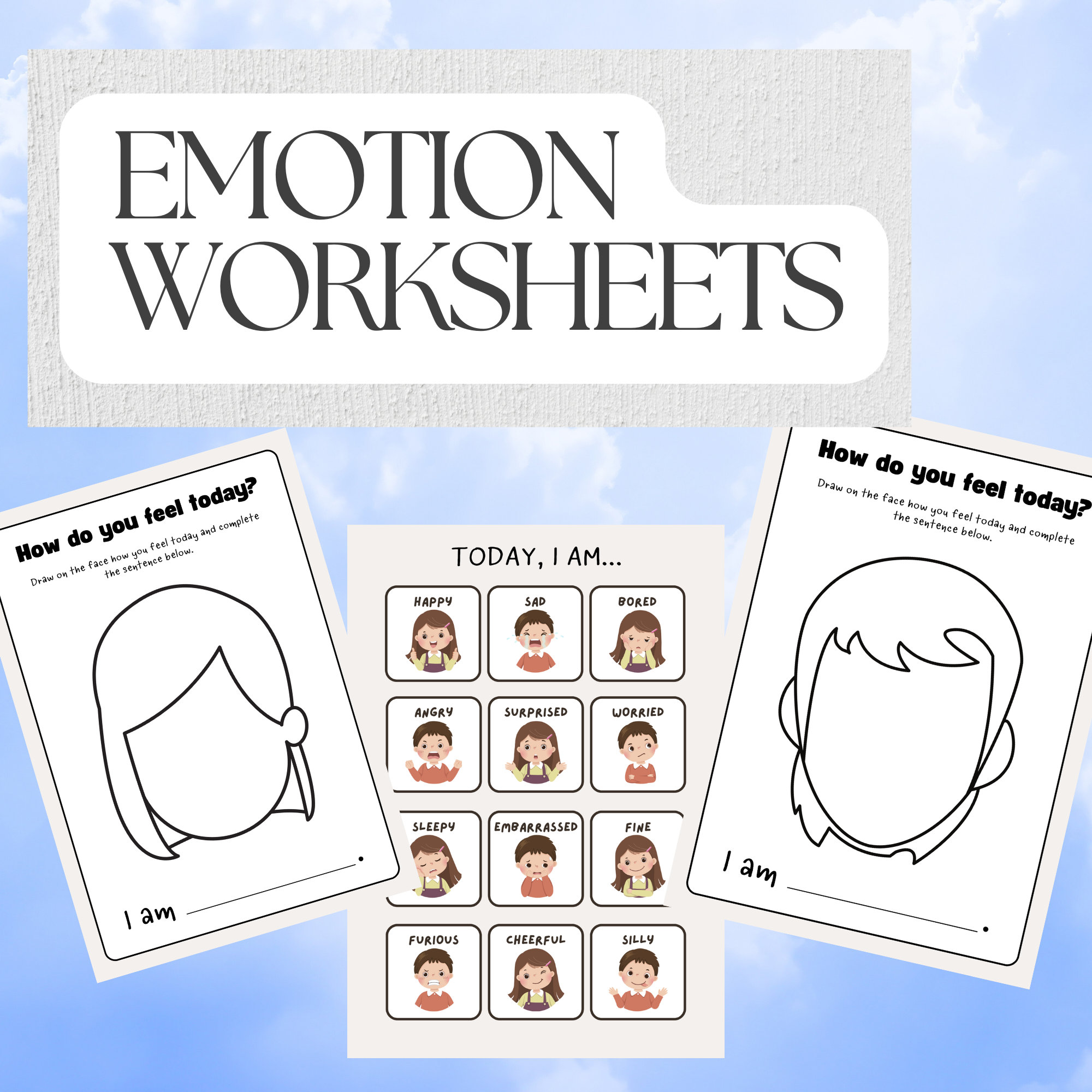 Printable Emotion Worksheets for the Classroom Encourage Self ...
