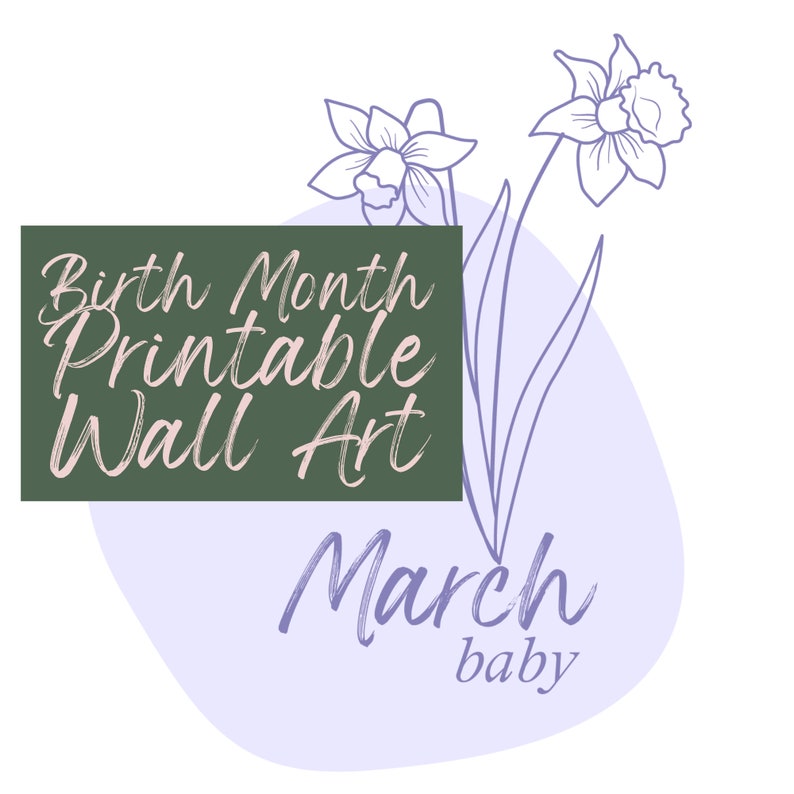 March Baby Birth Month Flower Printable Wall Art - Etsy