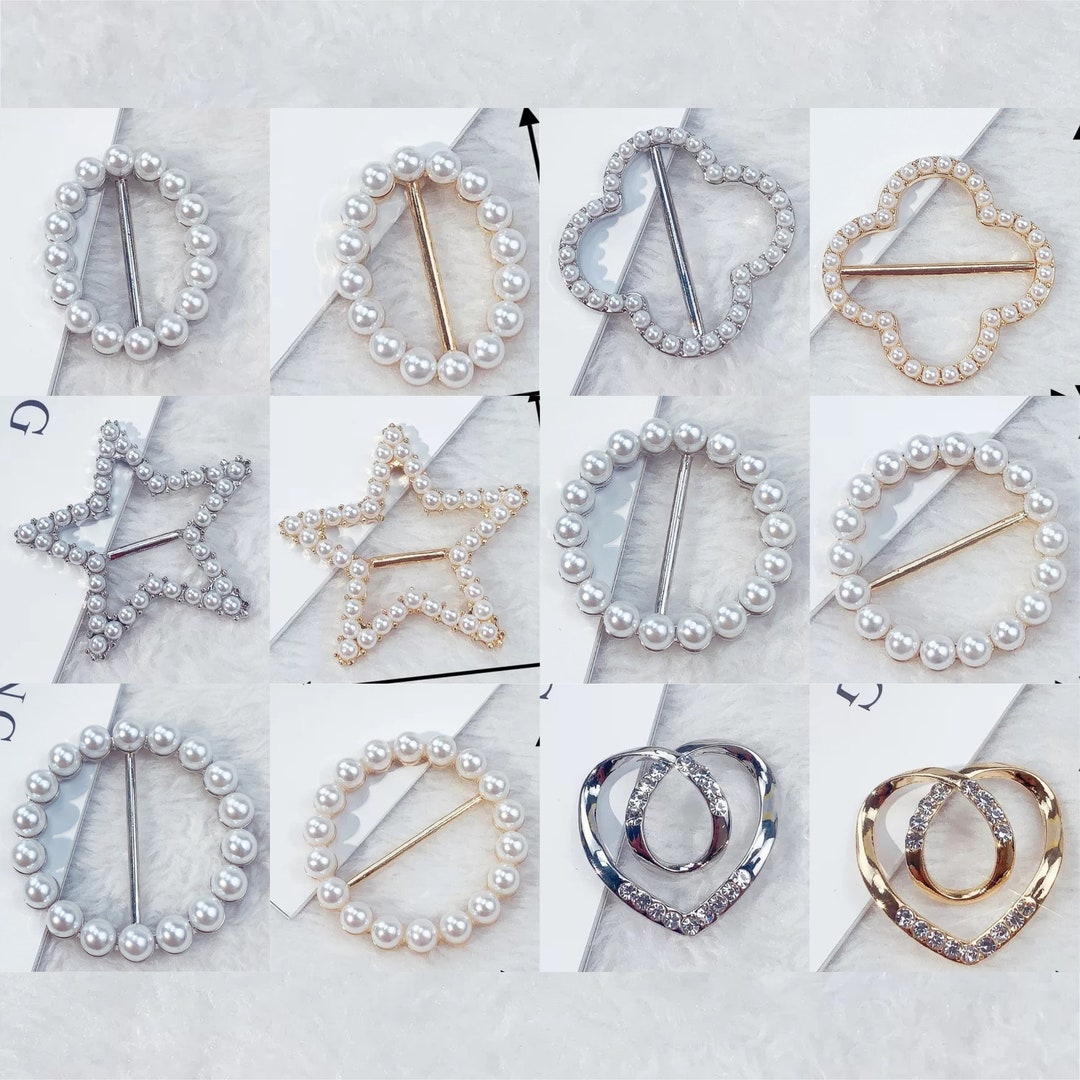Pearl Metal Slide Ring for Scarf T-shirt in Gold or Silver | Webbing ...