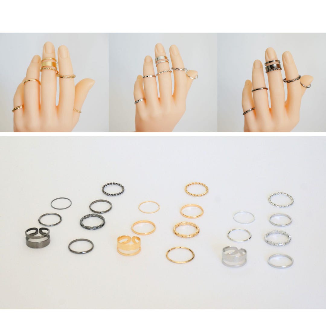 Minimalist Stackable Knuckle Rings in Gold, Silver or Gun Black | 7 ...