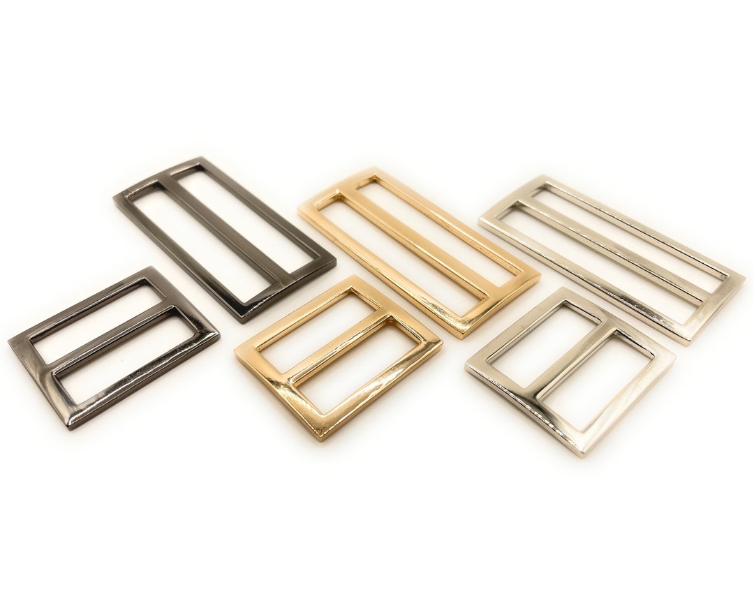 12mm to 50mm Metal Flat Thin Tri-glide Slide in Gold Gun Black or ...