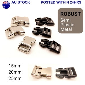 15mm 20mm or 25mm Semi Plastic (POM) Silver Quick Release Buckle ...