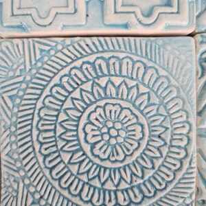 Set of 4 Turquoise Ceramic Tiles - Etsy