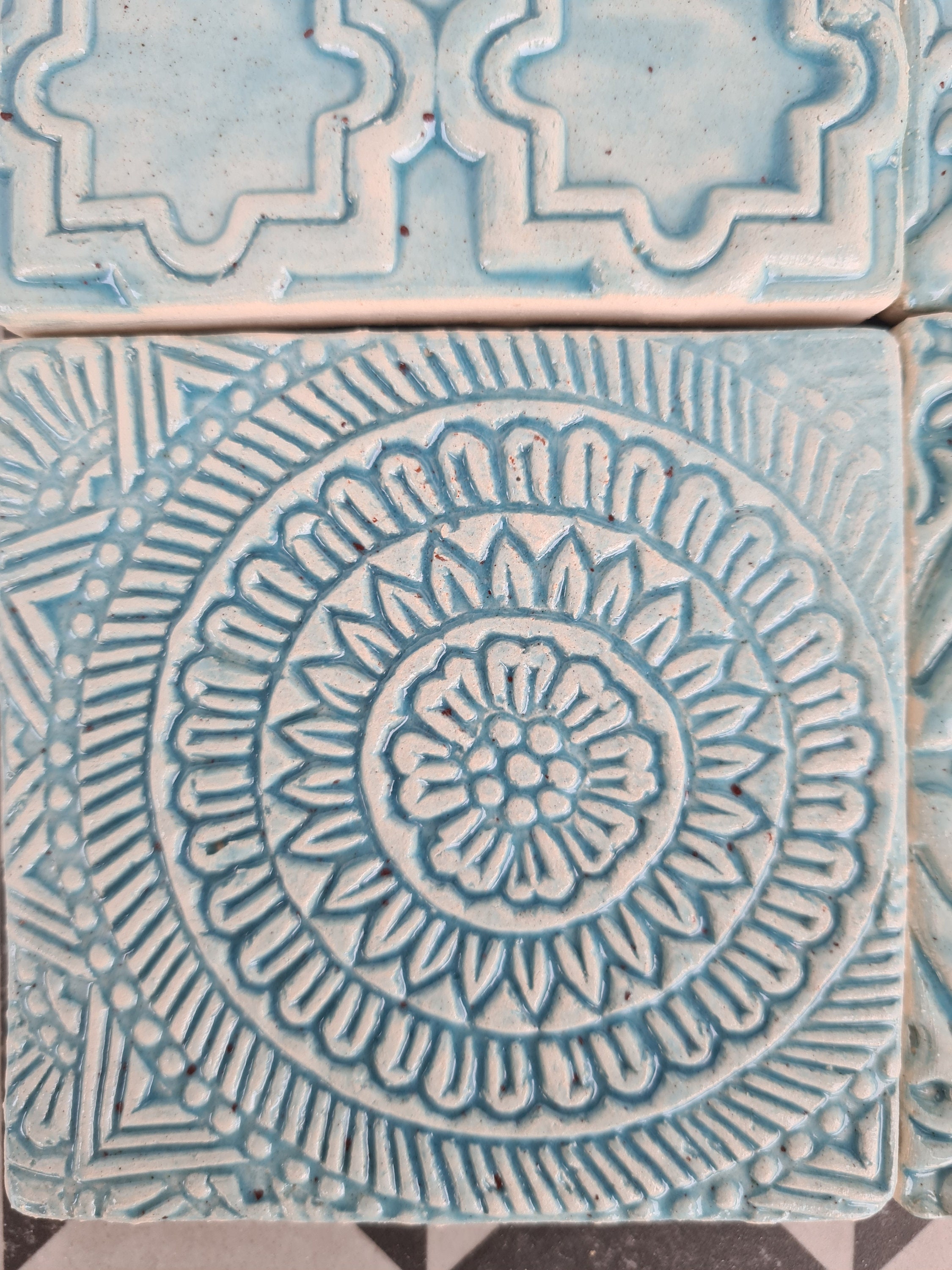 Set of 4 Turquoise Ceramic Tiles - Etsy