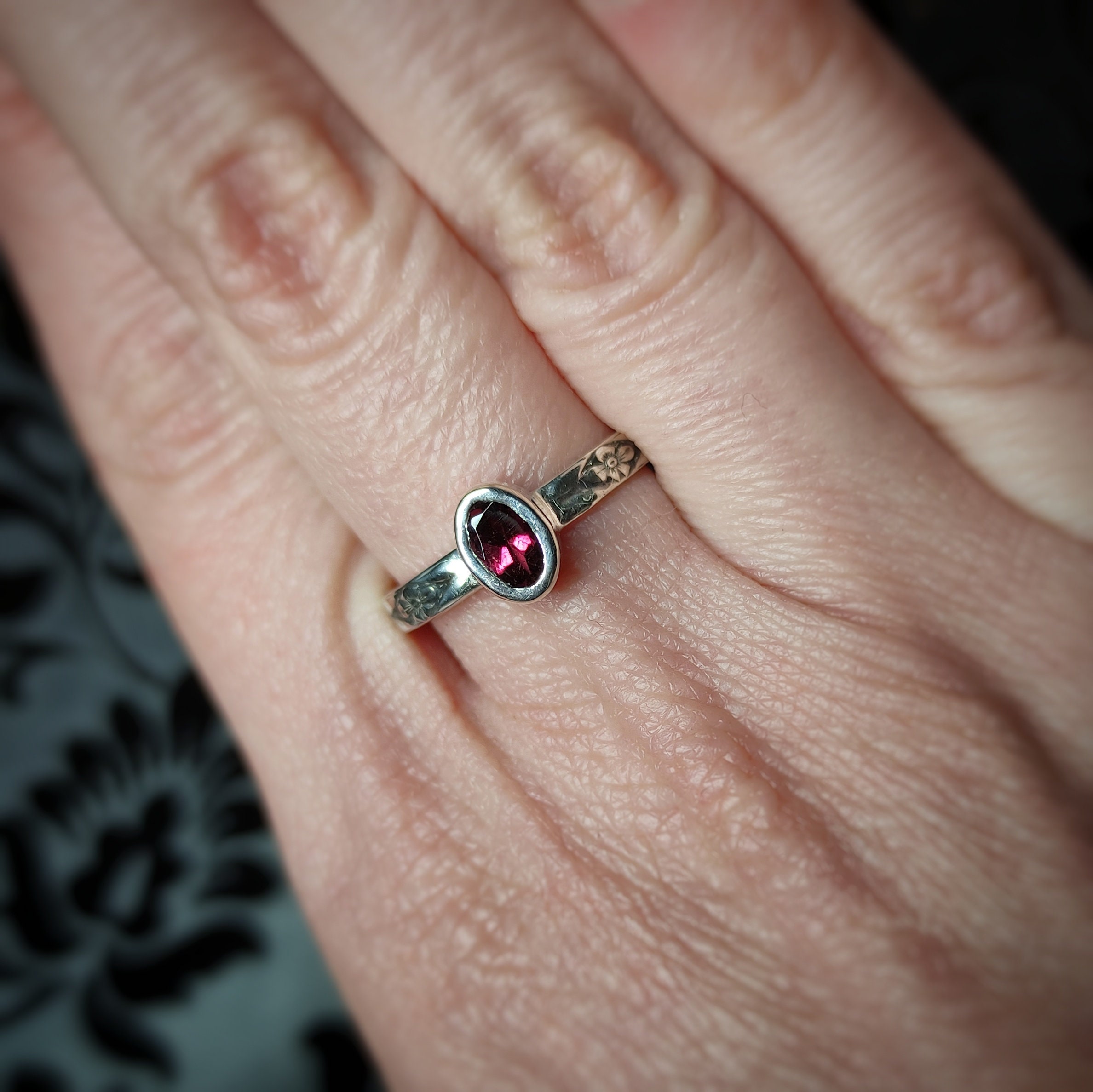 Elven Medieval Floral Fantasy Rodolite Garnet Sterling Silver Ring ...