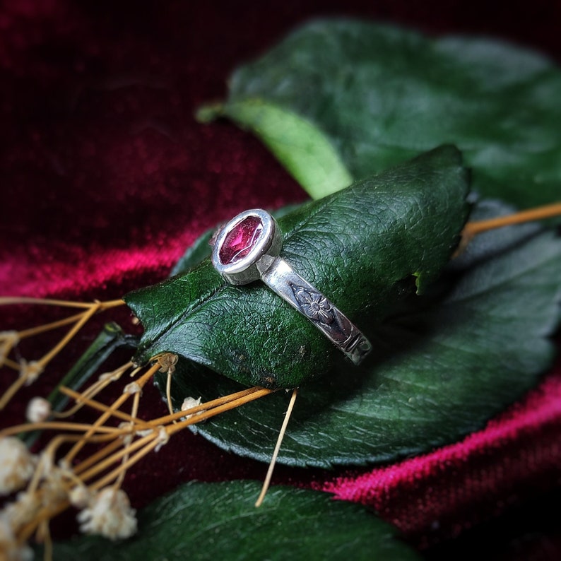 Elven Medieval Floral Fantasy Rodolite Garnet Sterling Silver Ring ...