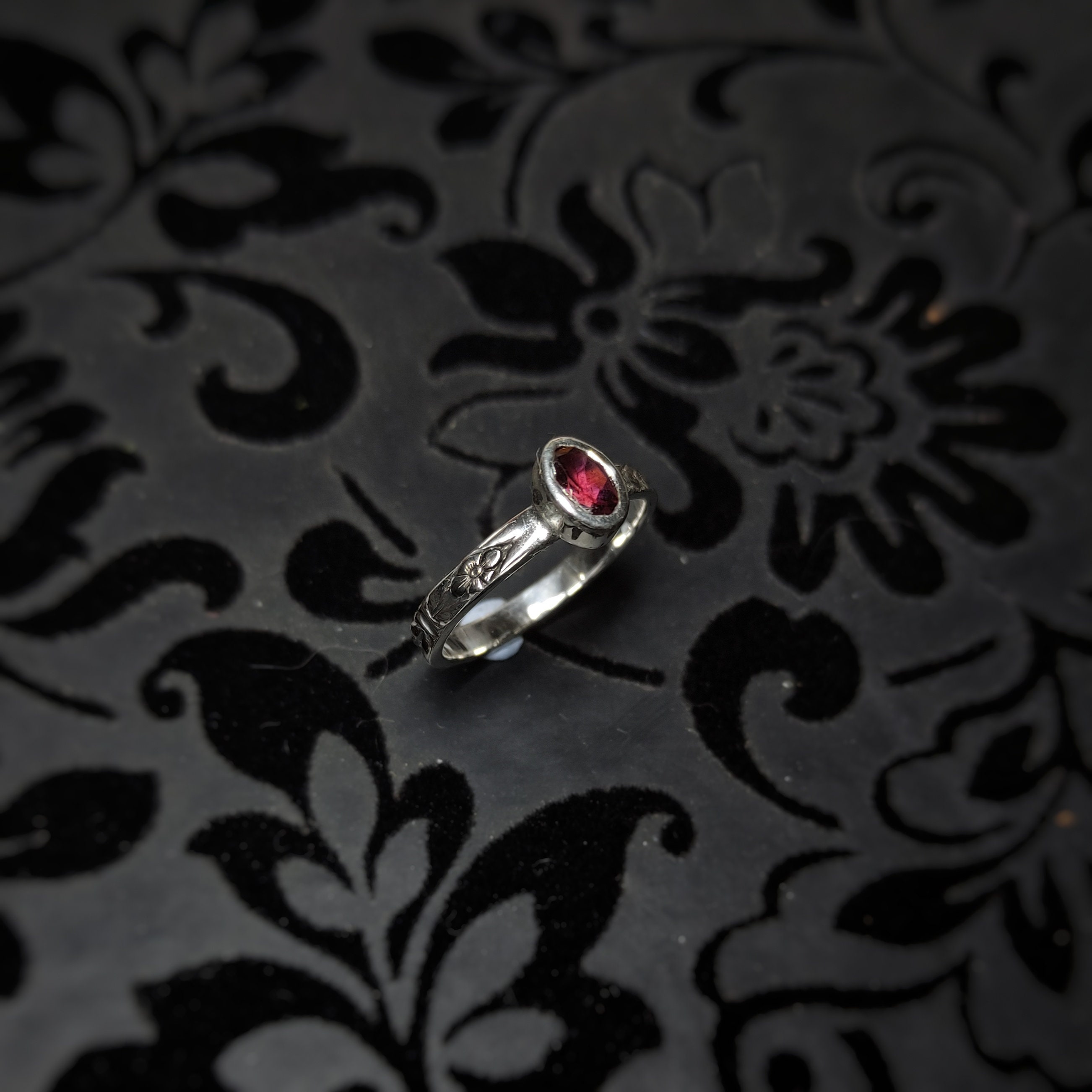 Elven Medieval Floral Fantasy Rodolite Garnet Sterling Silver Ring ...