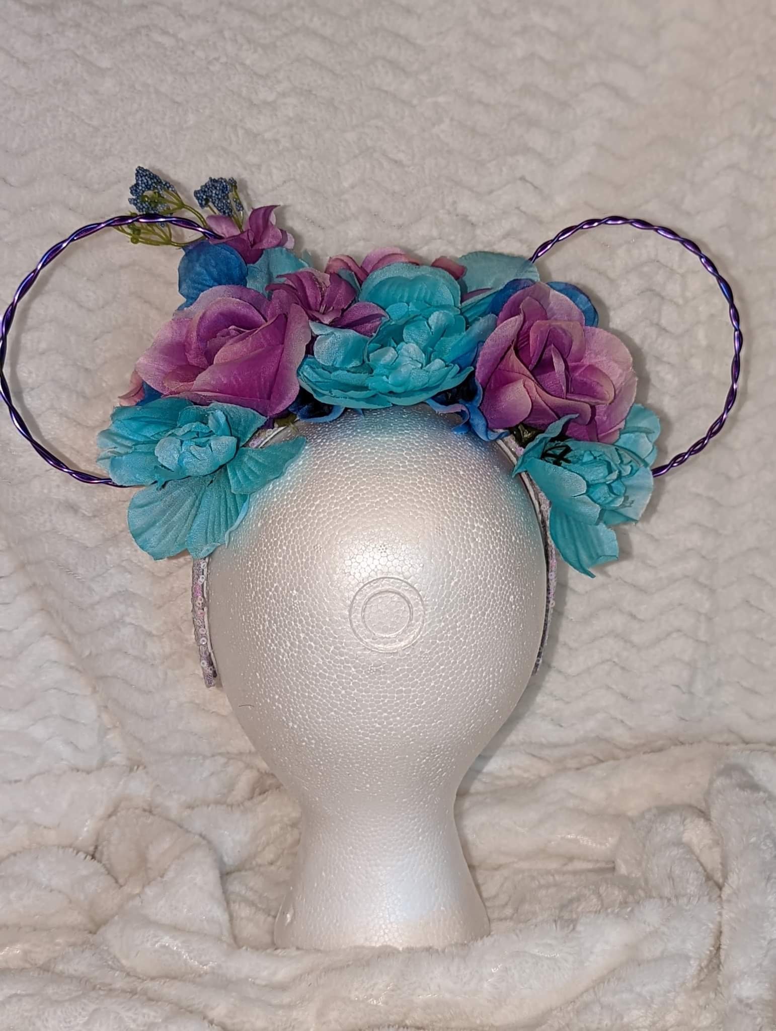 Purple and Blue Floral Mickey Ears, Minnie Ears, Headband - Etsy