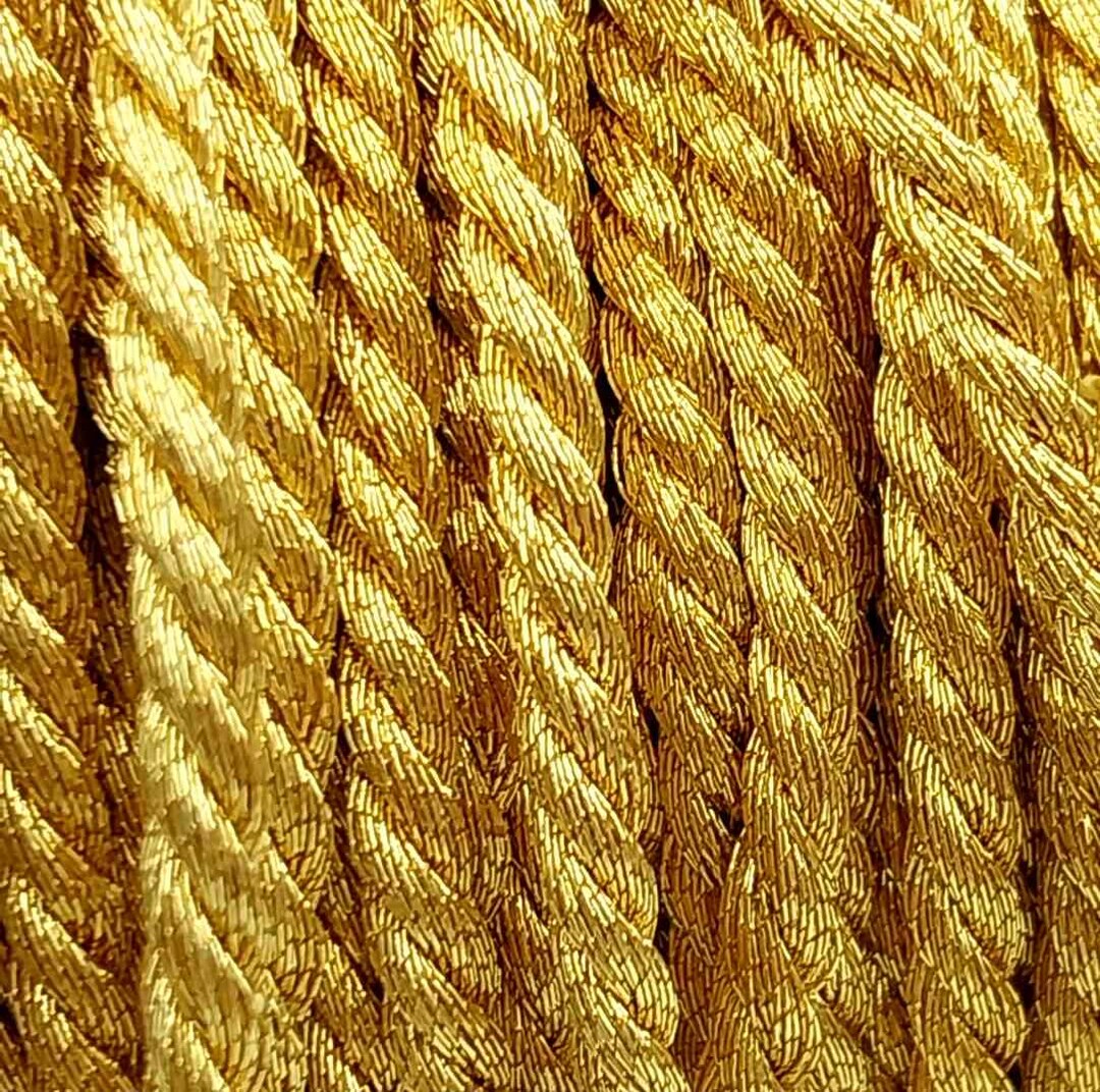 Gold Metallic Cord, Thick, 3mm, Metallic Yarn Cord, 1 Meter - Etsy
