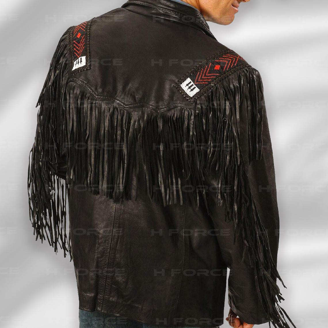 Vintage Western Leather Fringe Jacket – Men's Cowboy Rodeo Coat With ...