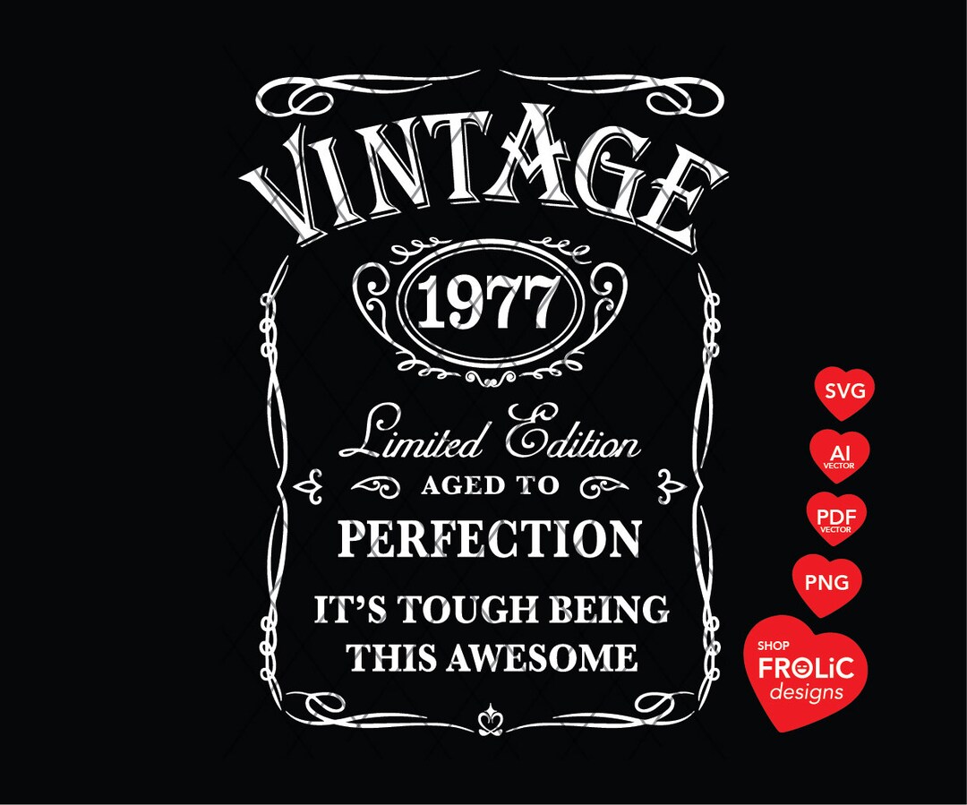 Vintage 1977 SVG 1977 Limited Edition SVG Aged to Perfection SVG It's ...