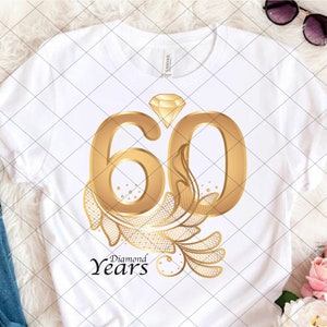 60 Diamond Years Clipart, Diamond 60th Wedding Anniversary, Celebrating ...