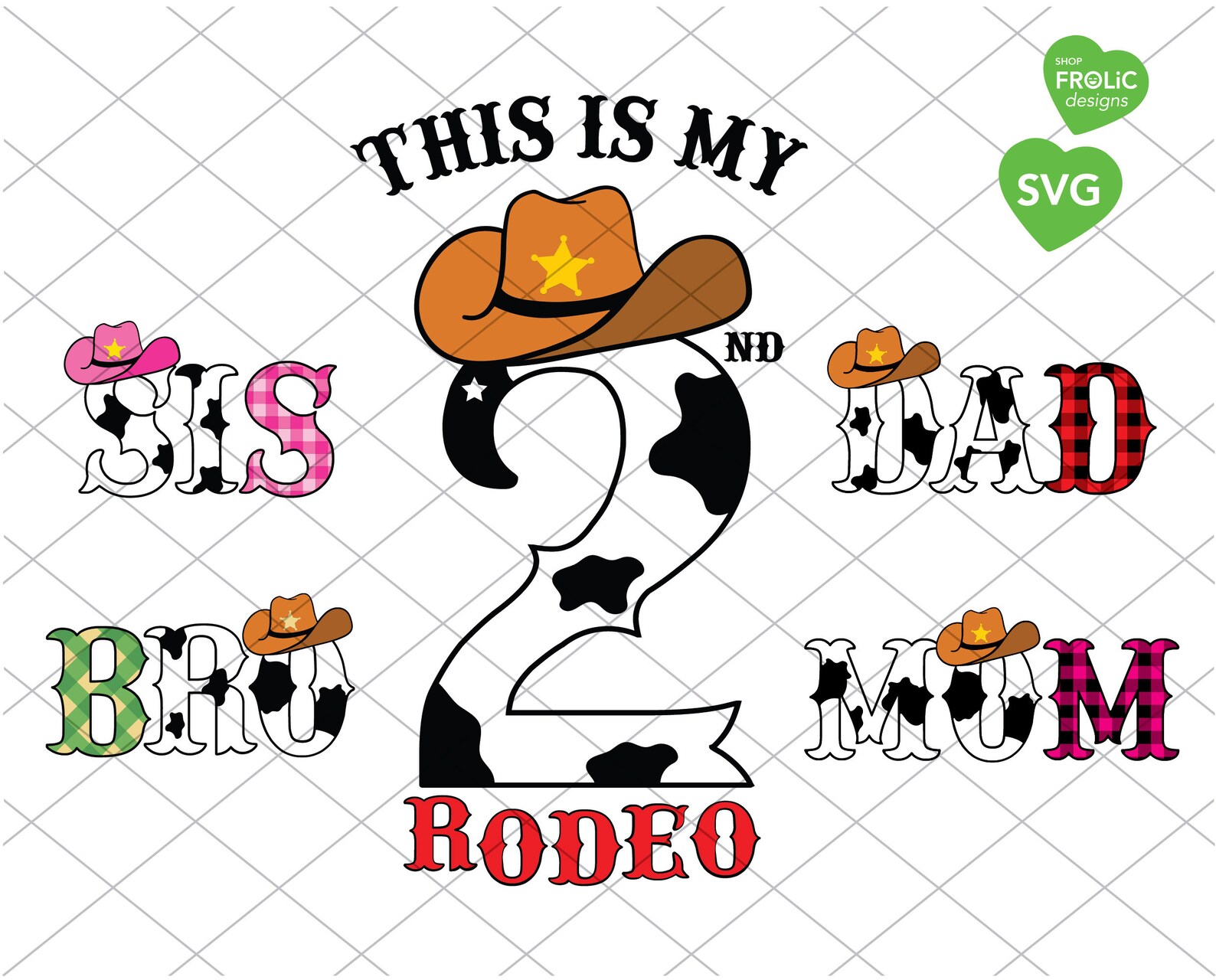 Second Rodeo SVG Family Bundle – Cowboy Birthday Shirt Designs for Mom ...