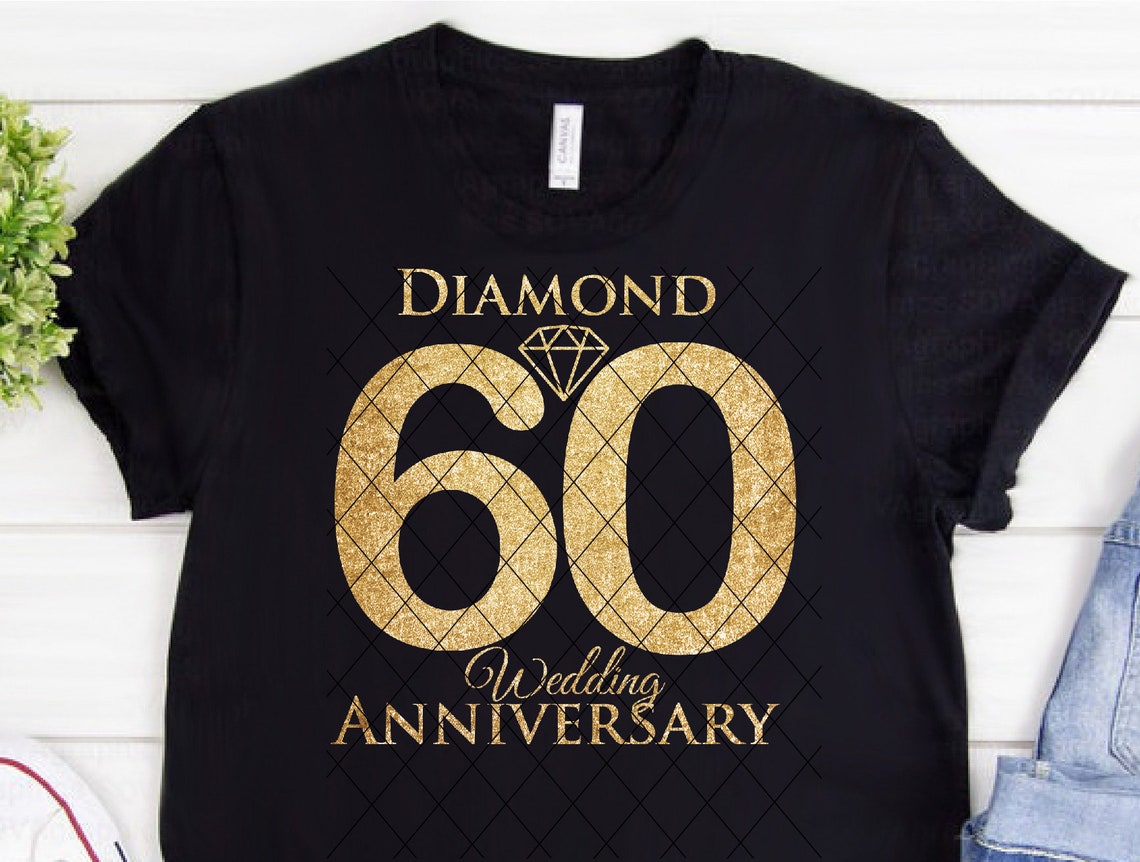 Diamond 60th Wedding Anniversary Clipart, Celebrating 60 Years, Glitter ...