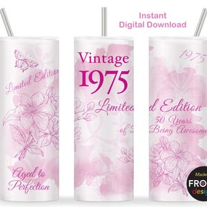 Vintage 1975 50th Birthday Lady Hot Pink Seamless Sublimation 1975 ...