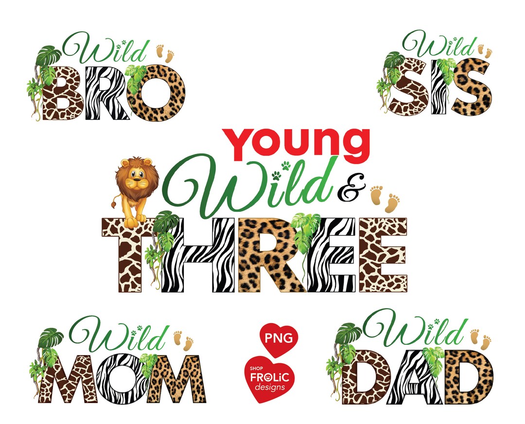 Young Wild and Three Bundle Family Design Zoo Animal Safari - Etsy