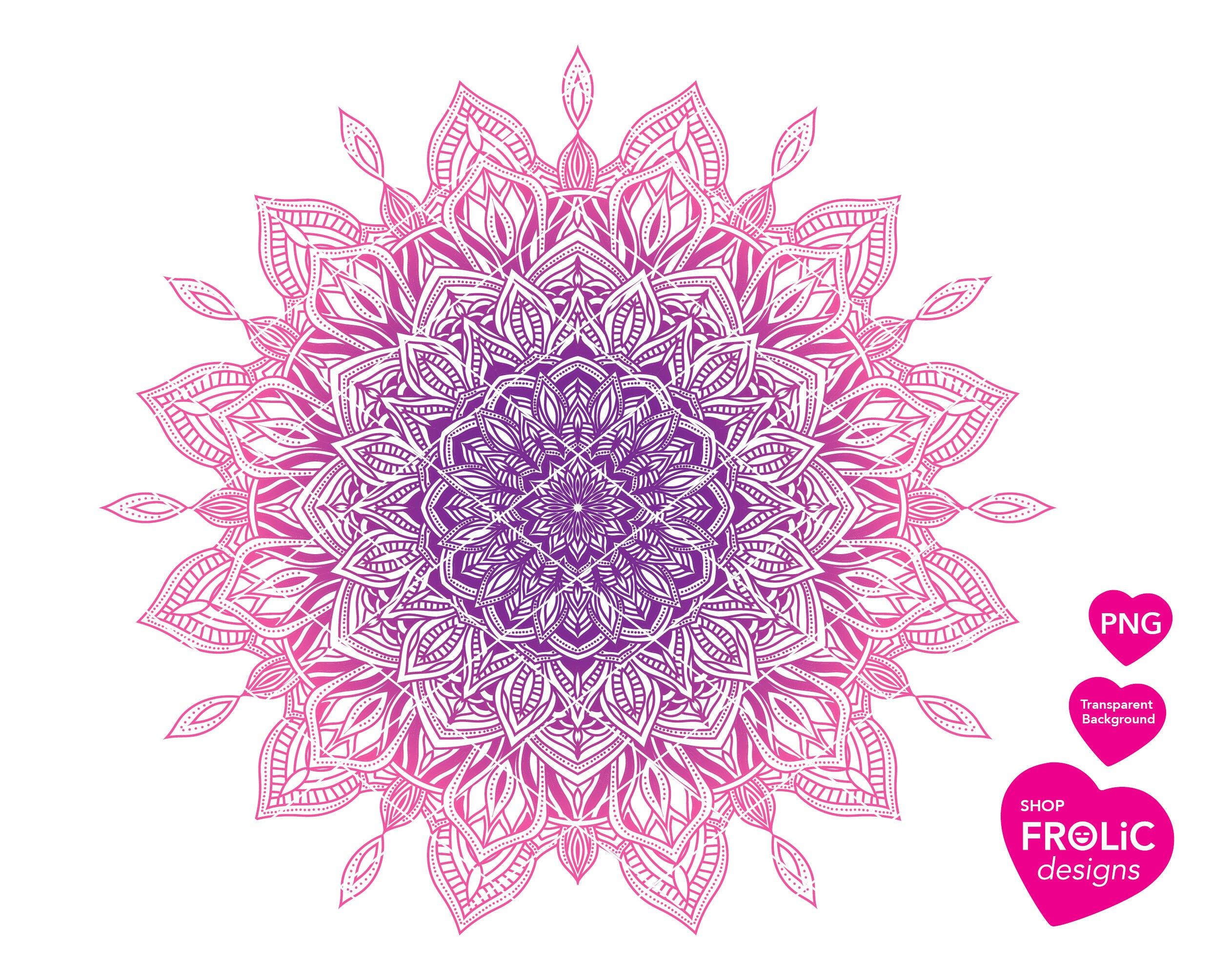 Pink Mandala Clipart Hot Pink Purple Mandala Shirt Design - Etsy