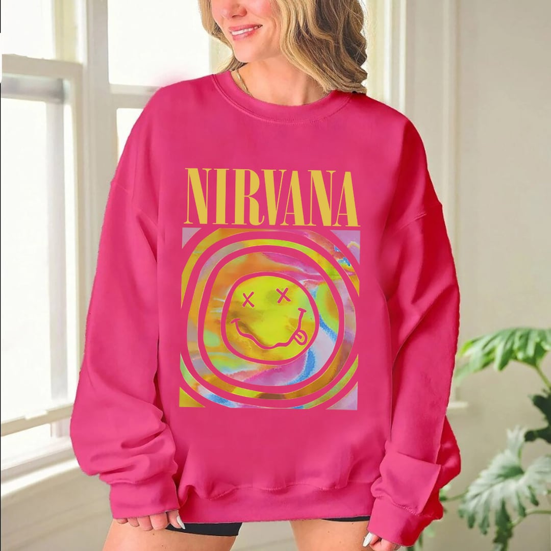 Nirvana Smile Face Overdyed Sweatshirt Preppy Shirt 90s - Etsy