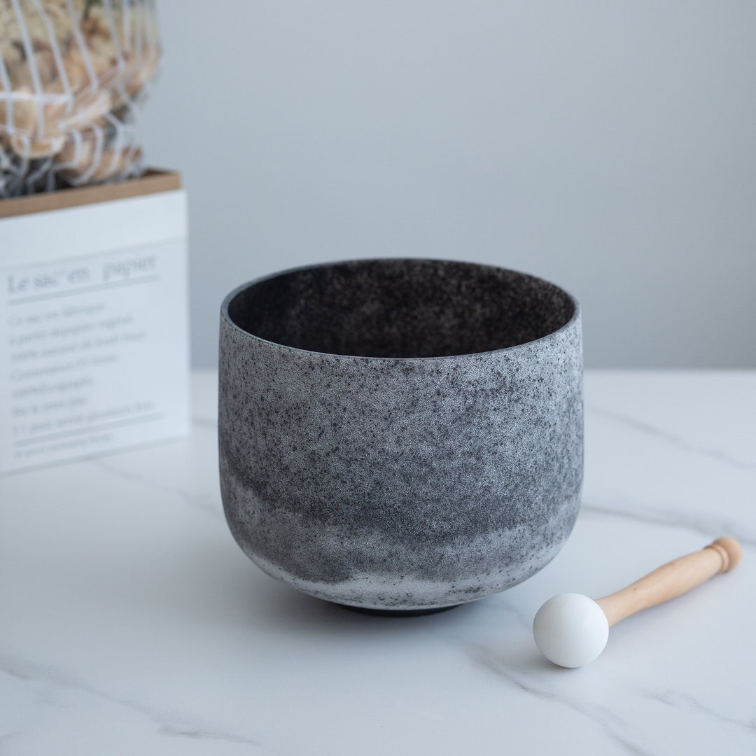 8inch Black Chakra Frosted Quartz Crystal Singing Bowl Obsidian Crystal Bowl - Etsy