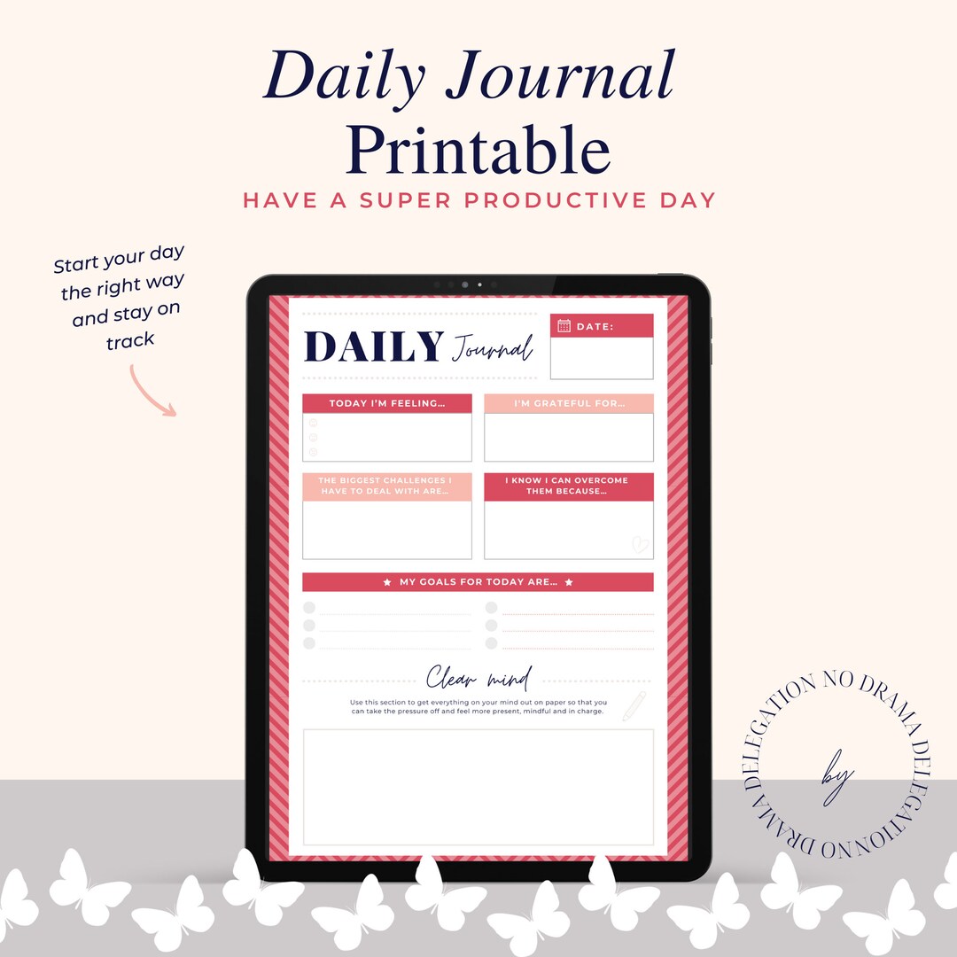 Daily Journal Page Printable, Daily Journaling, Printable Journal Daily ...