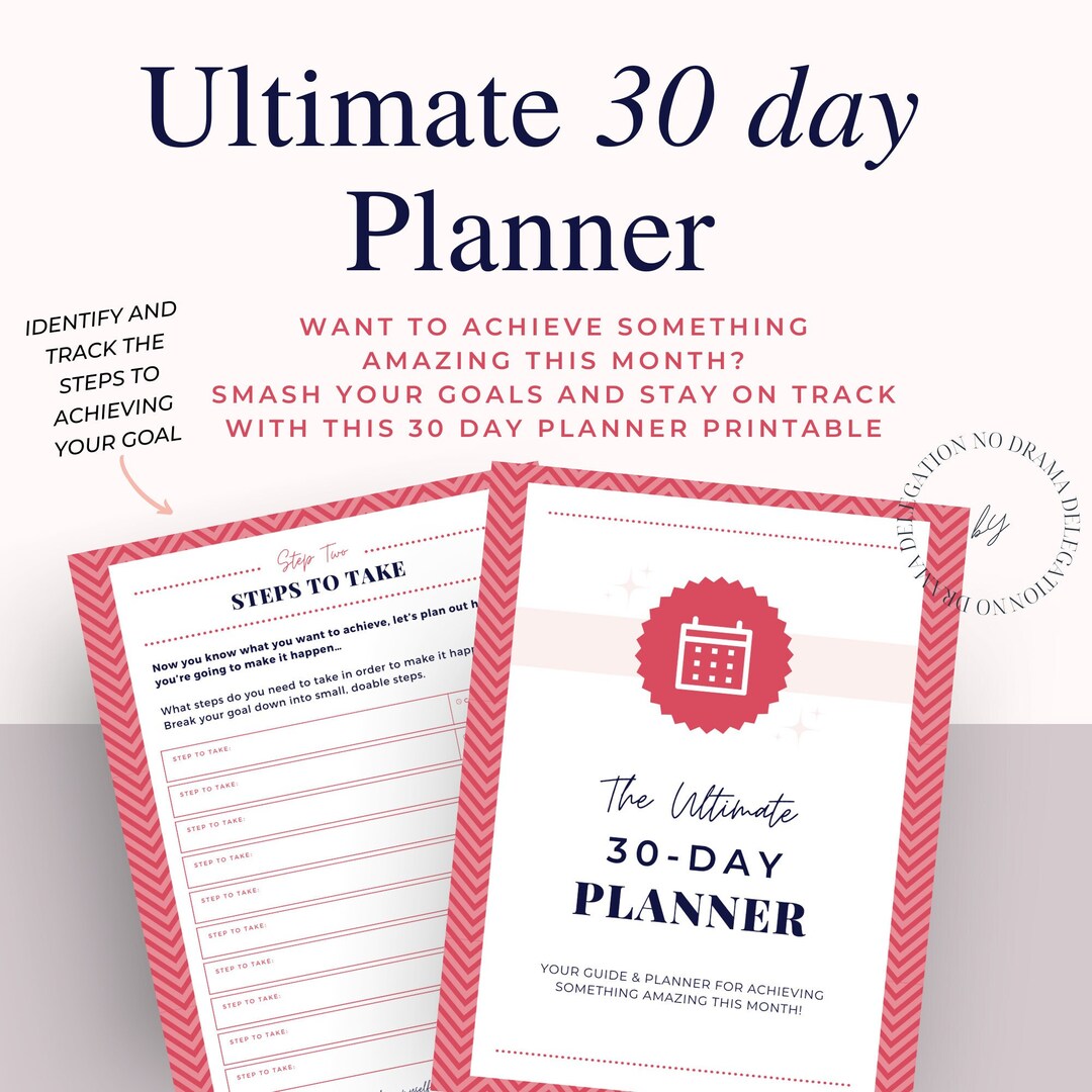 Ultimate 30 Day Planner Workbook Printable, 30 Day, Month Planner ...