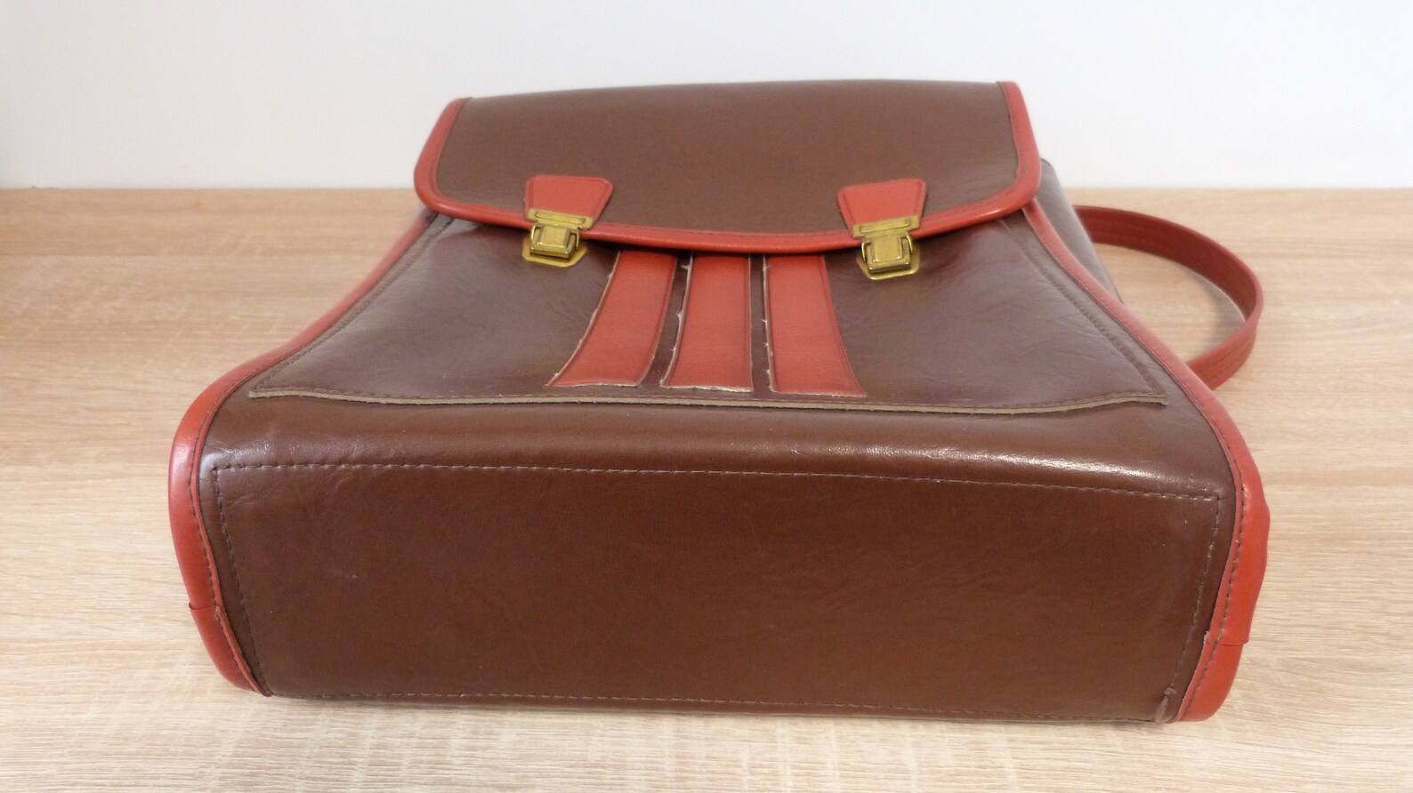 Vintage Leather Shoulder Bag, Retro School Bag, Old Unisex Bag, Brown ...