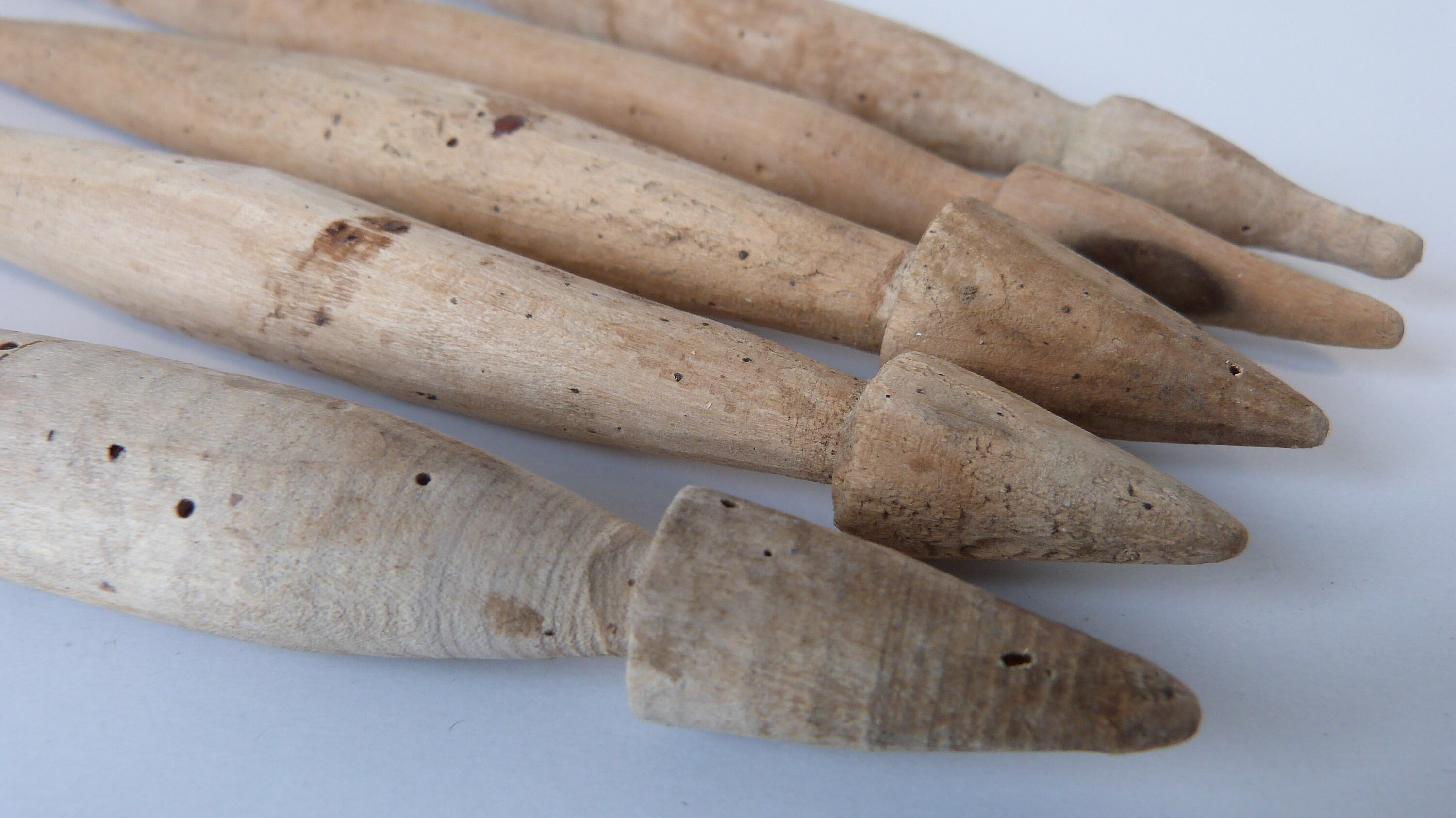 Set of 5 Spindles, Weaving Tool, Hand Spinning Wool, Antique Wooden ...