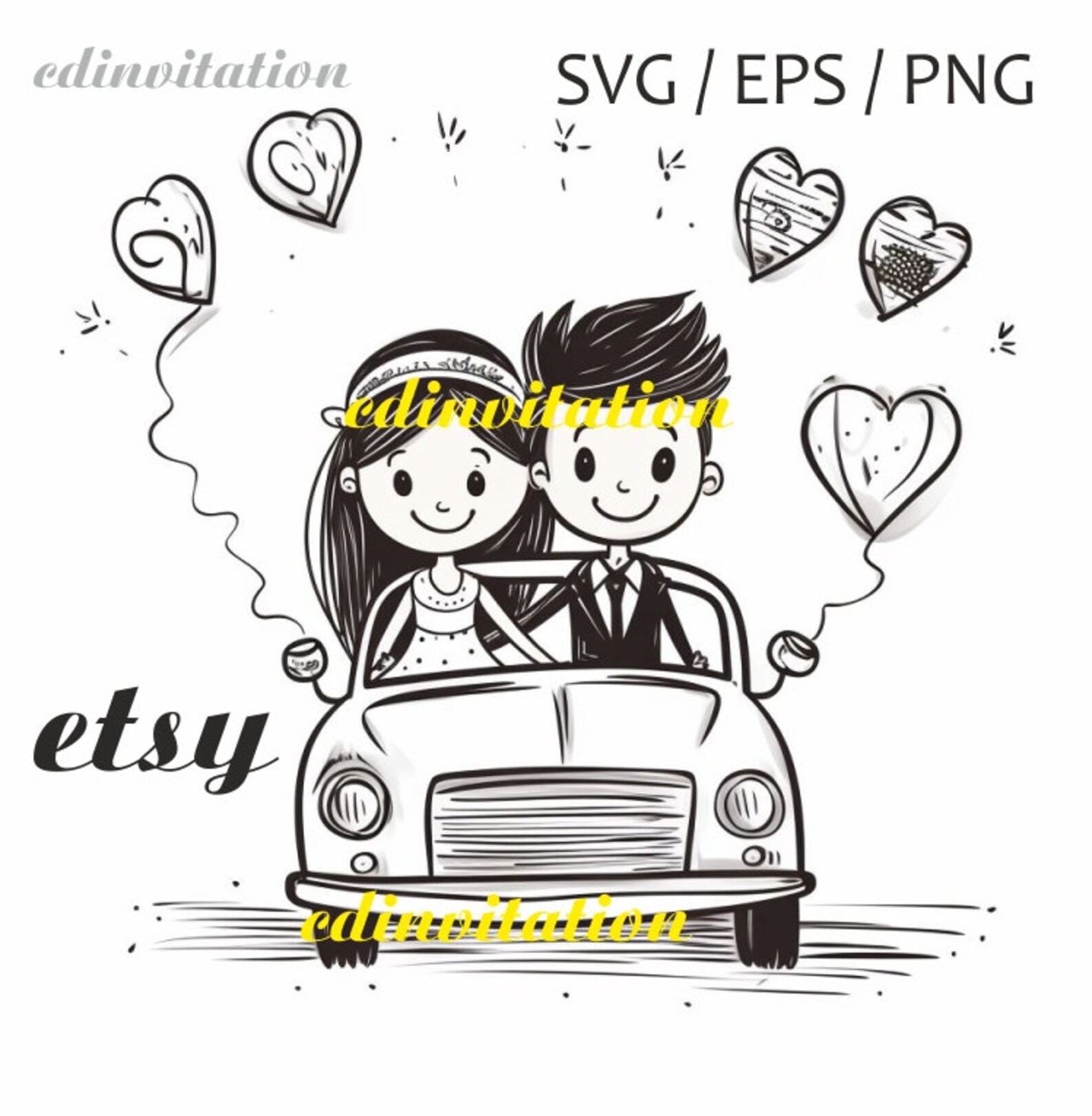 Stick Figure Doodle Wedding Clipart Valentine Png Couple Etsy